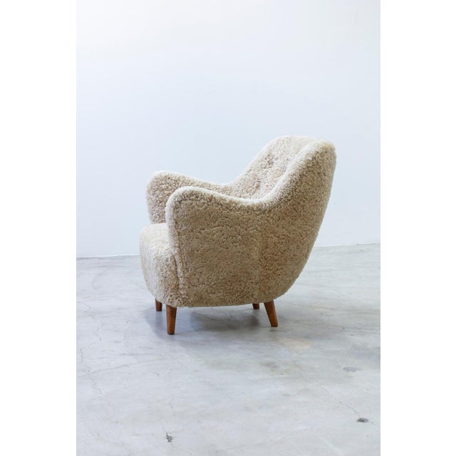 Organic Sheep Skin Lounge Chair, 1950s | Chairish
