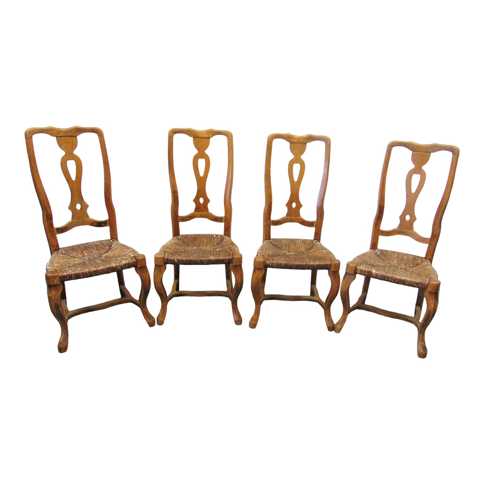 Italian Maple Rush Seat Dining Chairs - Set of 4 | Chairish