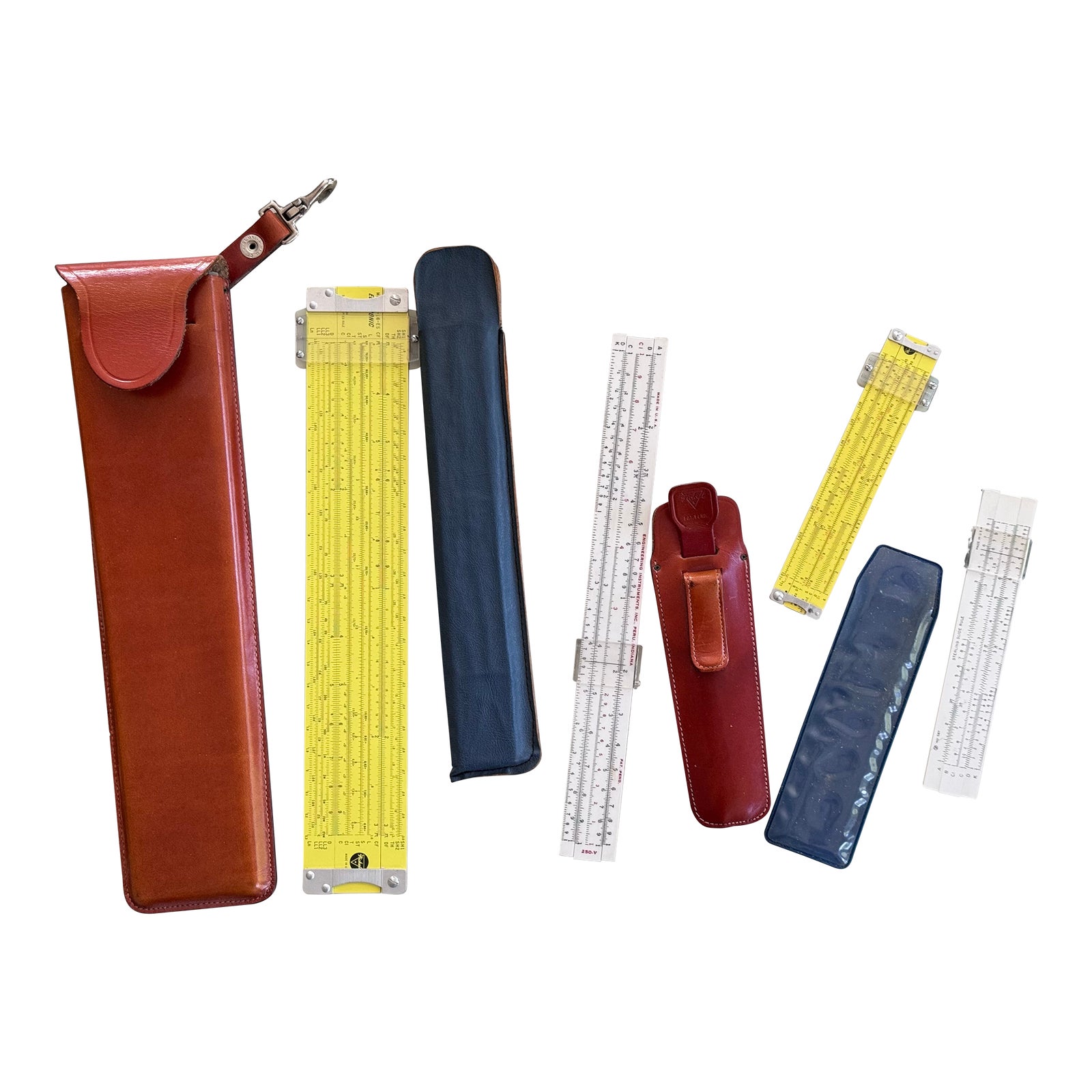 Mid-Century Slide Rule Collection- Set of Four With Box | Chairish