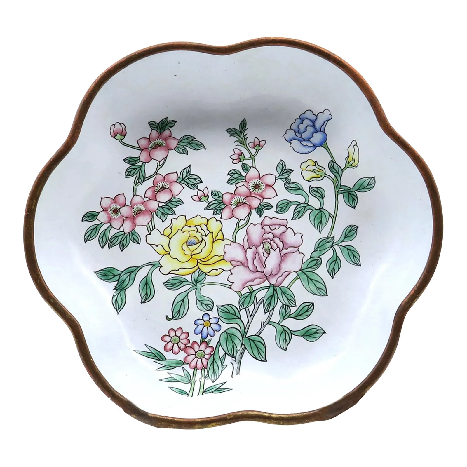 Decorative Enamel Over Copper Bowl | Chairish