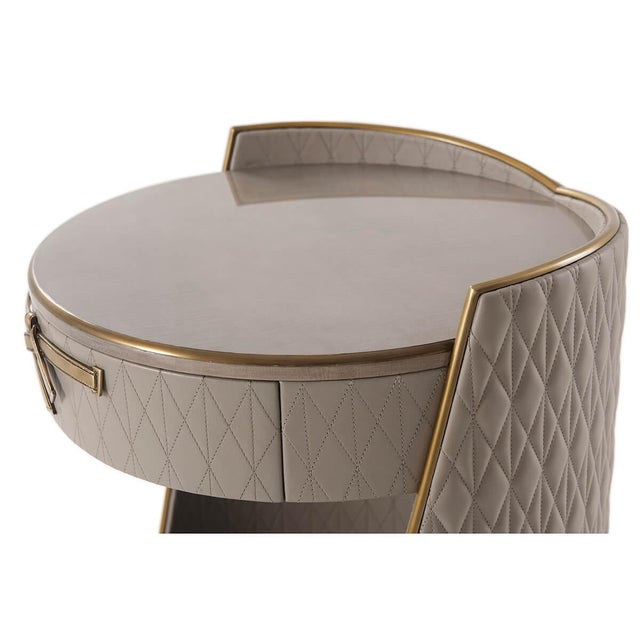 Leather Wrapped Side Table | Chairish