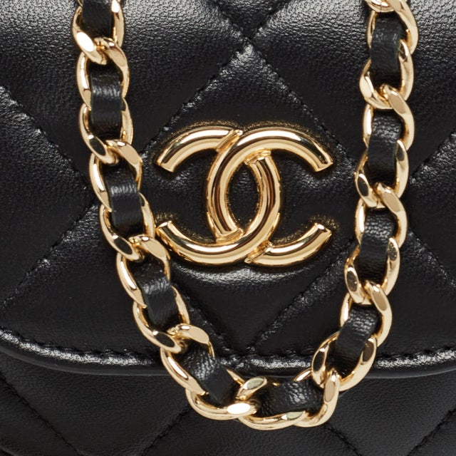 Chanel Black Quilted Leather Micro Cc Pearl Embellished Bag | Chairish