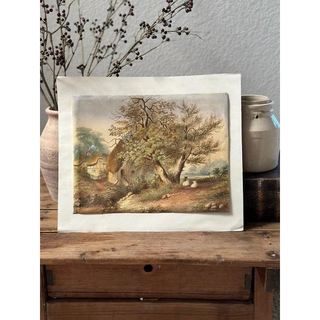 Original Antique Watercolor Painting 19th C. Landscape | Chairish