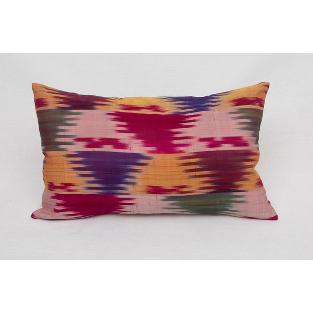 1900s Antique Pure Silk Ikat Pillow Cover | Chairish