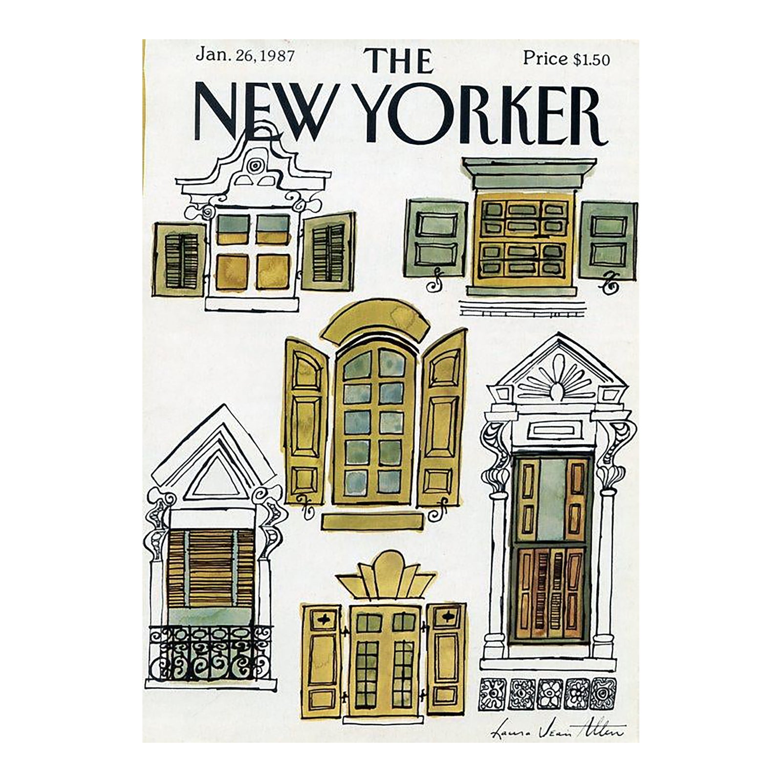 1987 Original New Yorker Magazine Cover, January 26, Laura Jean Allen ...