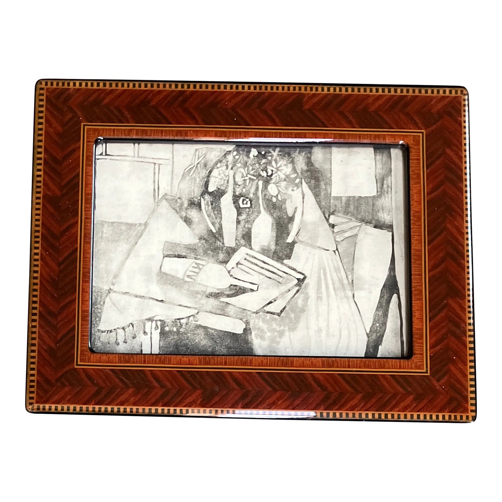 1950’s Original Modernist Small Lithograph Abstract Tabletop With Wine ...