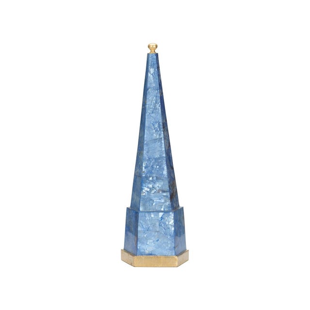 Blue Capiz Obelisk | Chairish