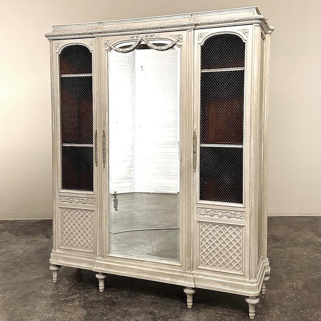 Antique French Louis XVI Triple Painted Armoire ~ DIsplay Armoire ...