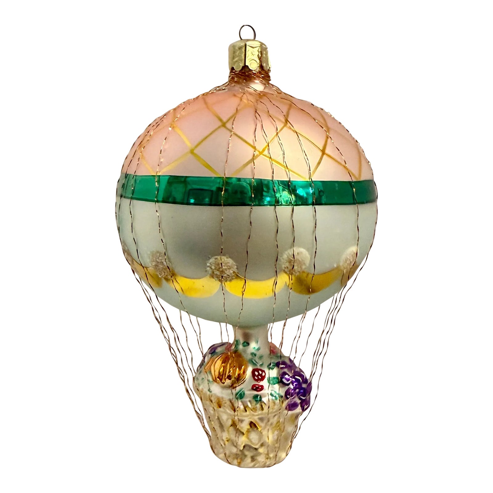 Christopher Radko Christmas Ornament French Wire Hot Air Balloon | Chairish