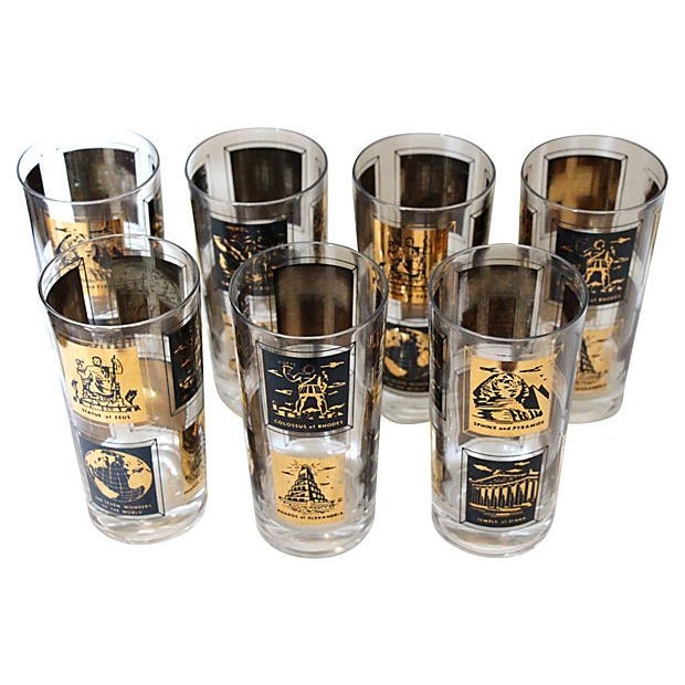 Seven Wonders Highball Glasses - S/7 | Chairish
