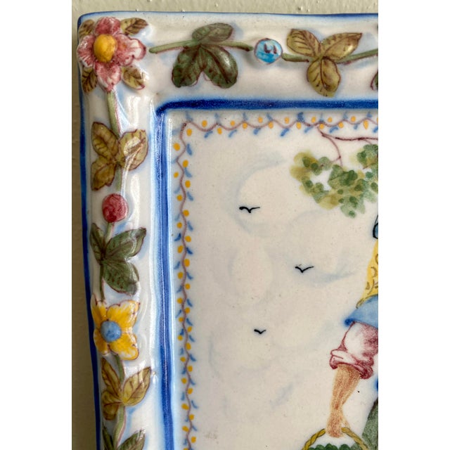 Colorful Porcelain Wall Plaques Made in Lisbon - a Pair | Chairish