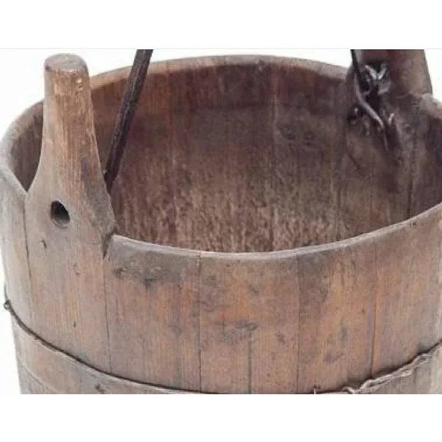 Large Rustic 19th Century American Iron Banded Wooden Stave Well Bucket ...