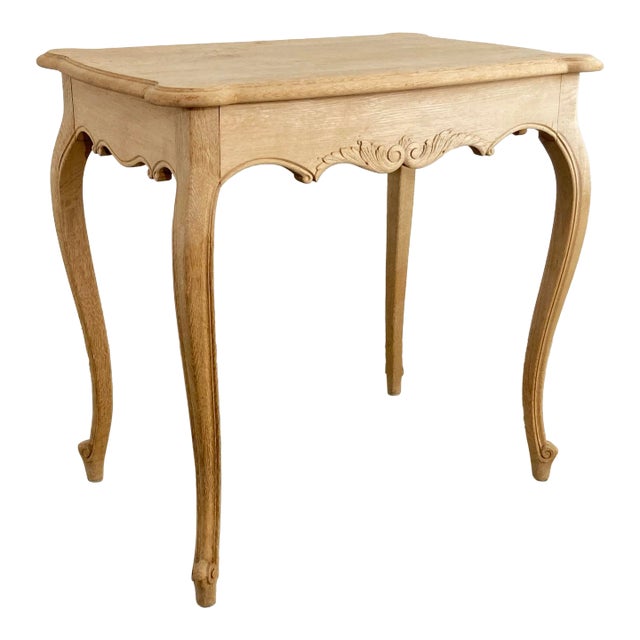 Vintage French Louis XV Style Bleached Wood Side Table | Chairish