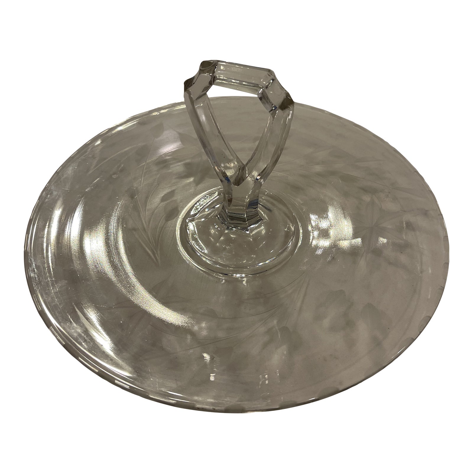 Vintage Cut Glass Serving Tray | Chairish