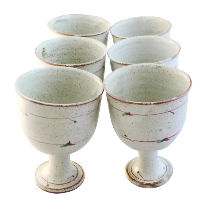 Country-Style Pottery Wine Cups - Set of 6 | Chairish