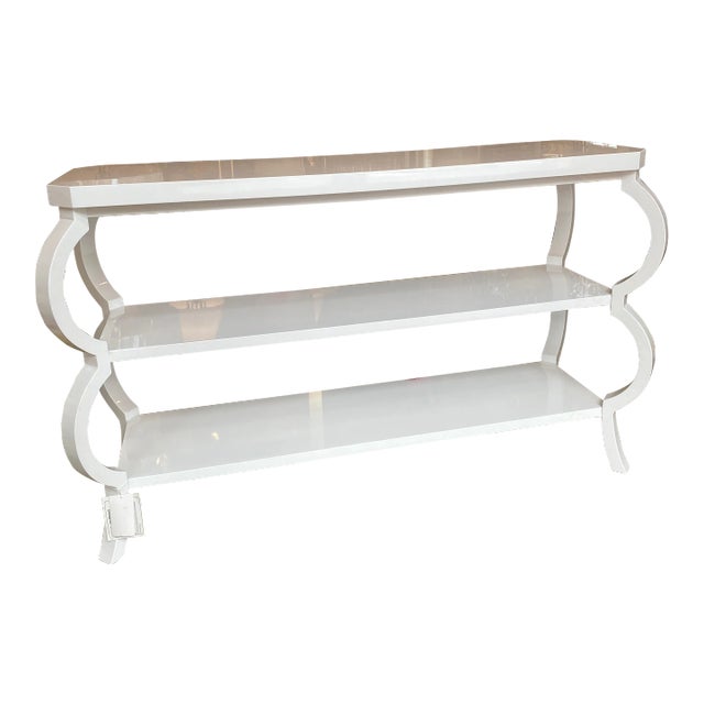 Kelly Three Tier Console in White Lacquer | Chairish