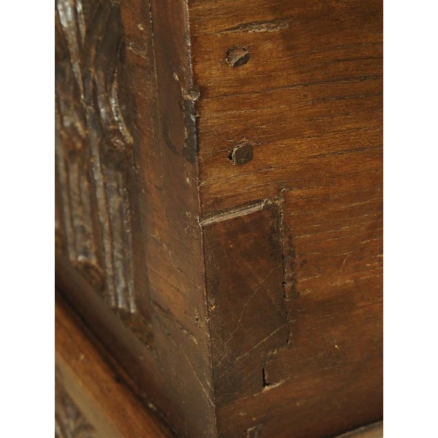 Small 17th Century French Gothic Trunk in Carved Oak | Chairish