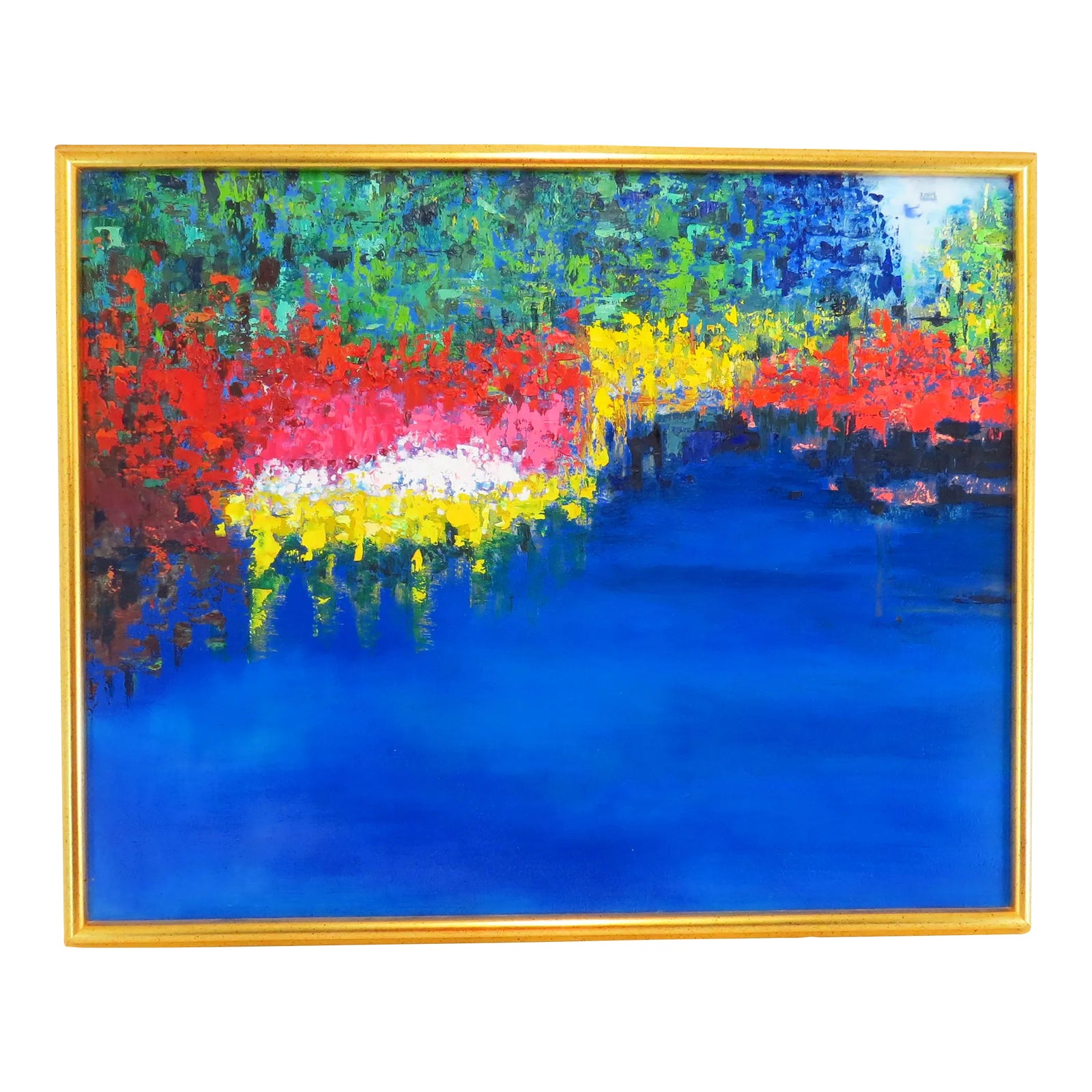 Vintage Late 1990s Modern Abstract Oil Painting on Mason Board - Artist ...