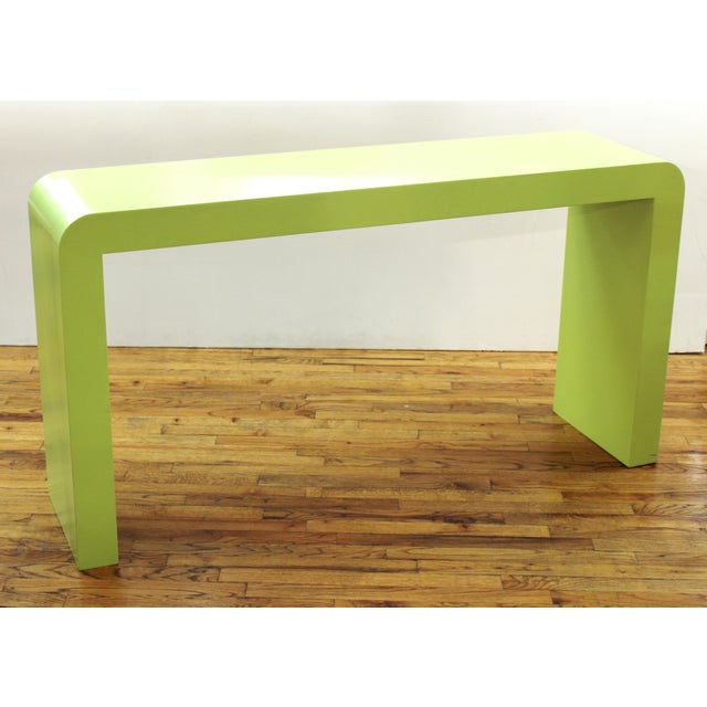 Modern Minimalist Green Waterfall Console | Chairish