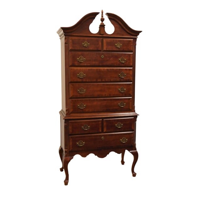High End Traditional Chippendale Style 37" Pediment Highboy Chest | Chairish