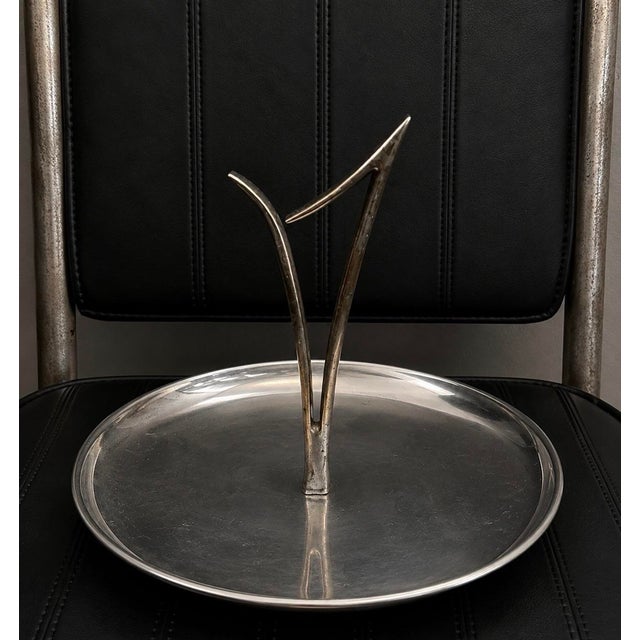 Mid-Century Atomic Age Stainless Steel Serving Tray | Chairish