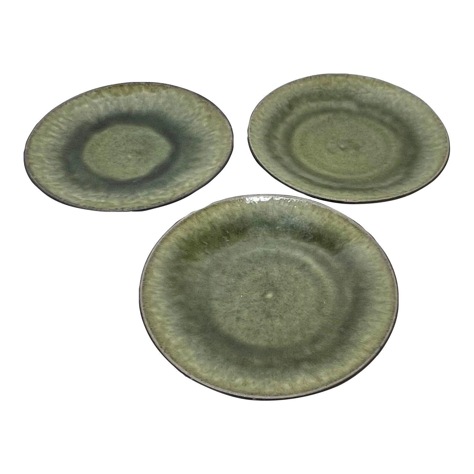 Vert Green Stoneware Dinner Plates Made by Jars, France - Set of 3 ...