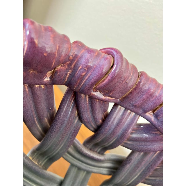 Large Vintage Ceramic Basket-Weaved Bowl | Chairish