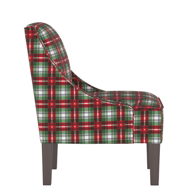 Swoop Arm Chair in Green Nicolas Plaid | Chairish