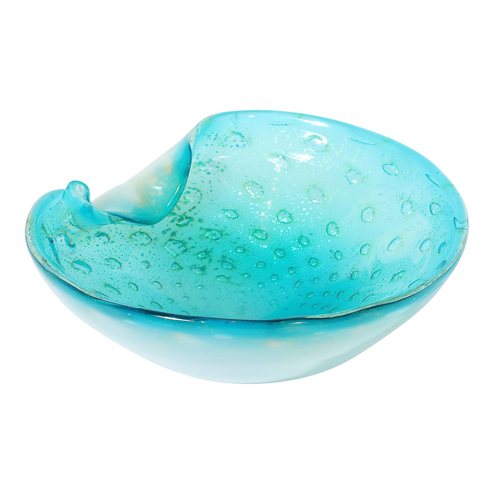 Mid-Century Modernist Hand-Blown Murano Glass Dish W/ Curved Detailing ...