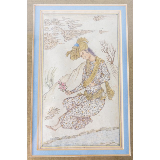 17th/18th Century Persian Safavid Drawing of a Young Man | Chairish