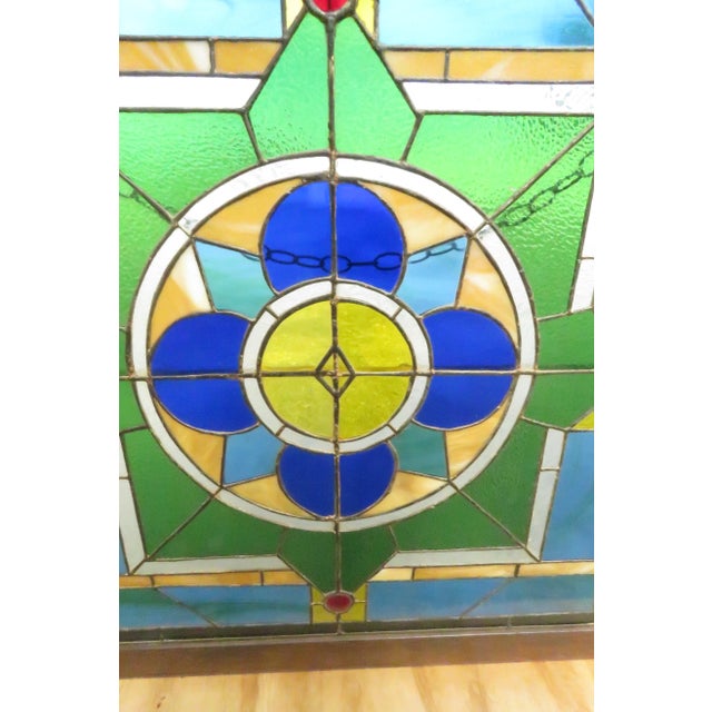 Late 1800s Stained Glass Window Suncatcher Flower Design | Chairish