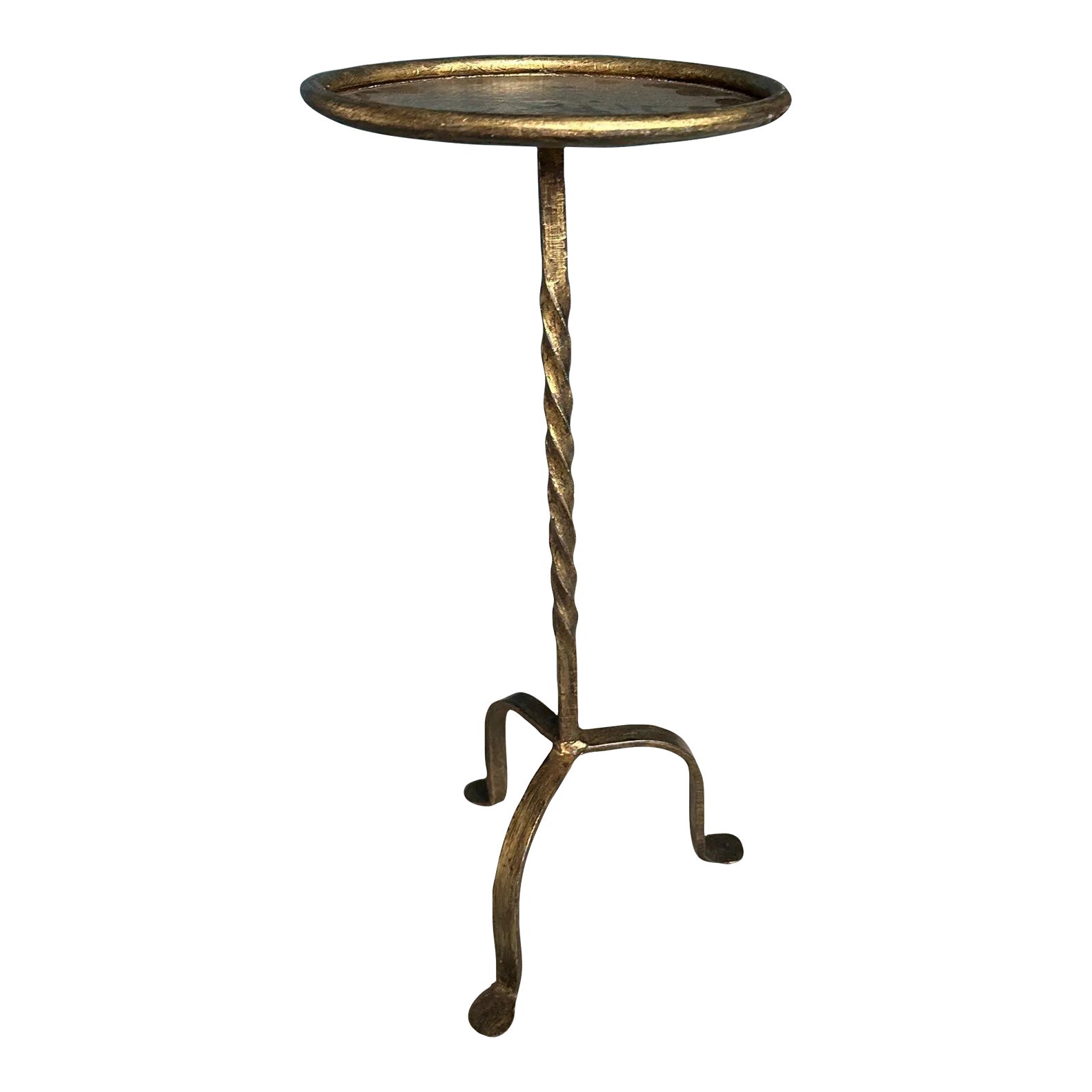 Gilt Iron Drinks Table With a Twisted Stem | Chairish