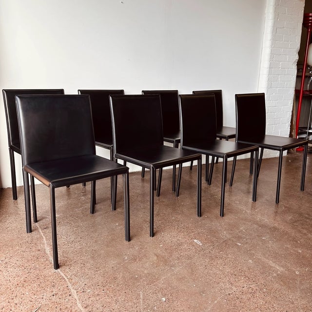 Calligaris Black Italian Leather Dining Chairs - S/6 | Chairish
