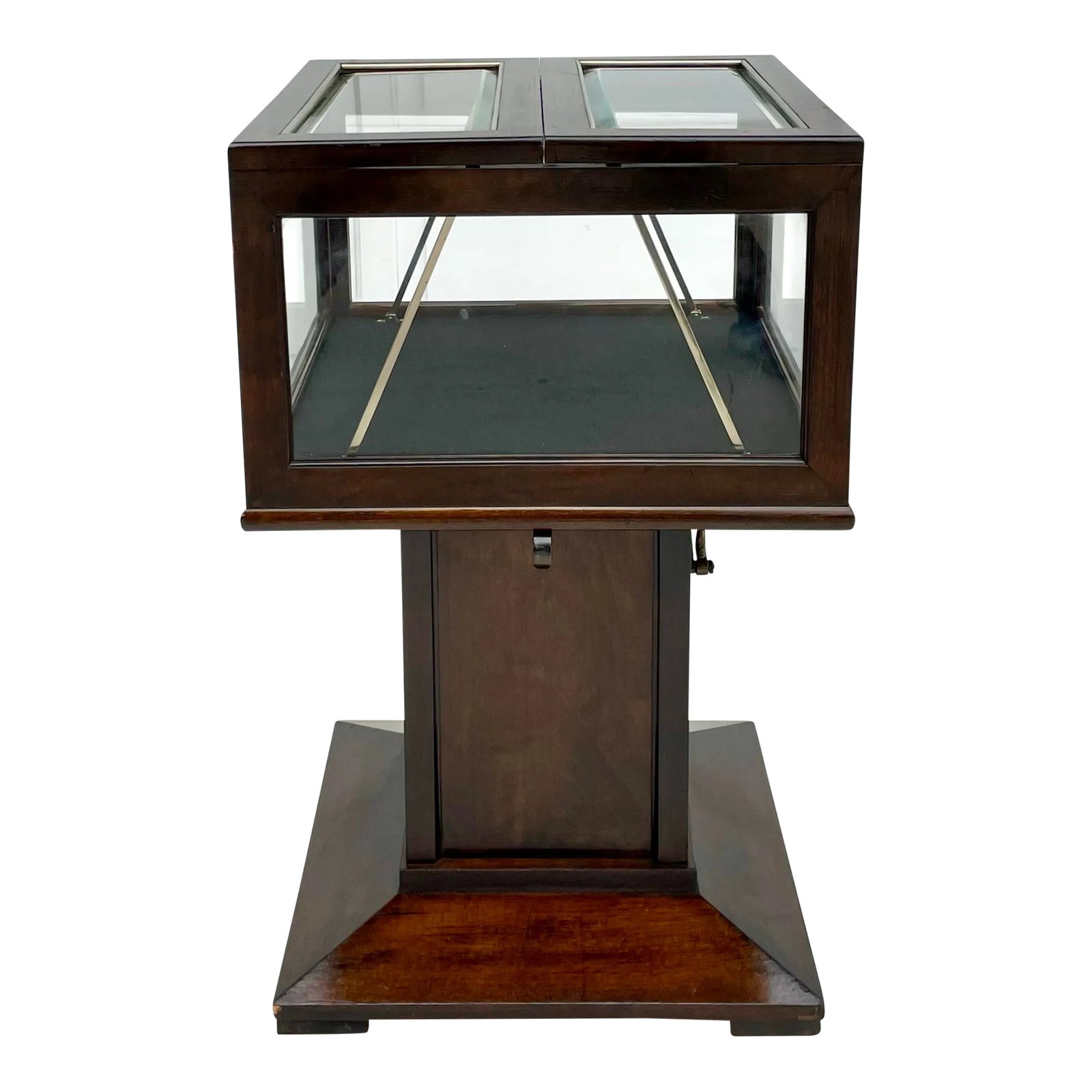 Art Deco Mechanical Curio Glass Display Side Table | Chairish