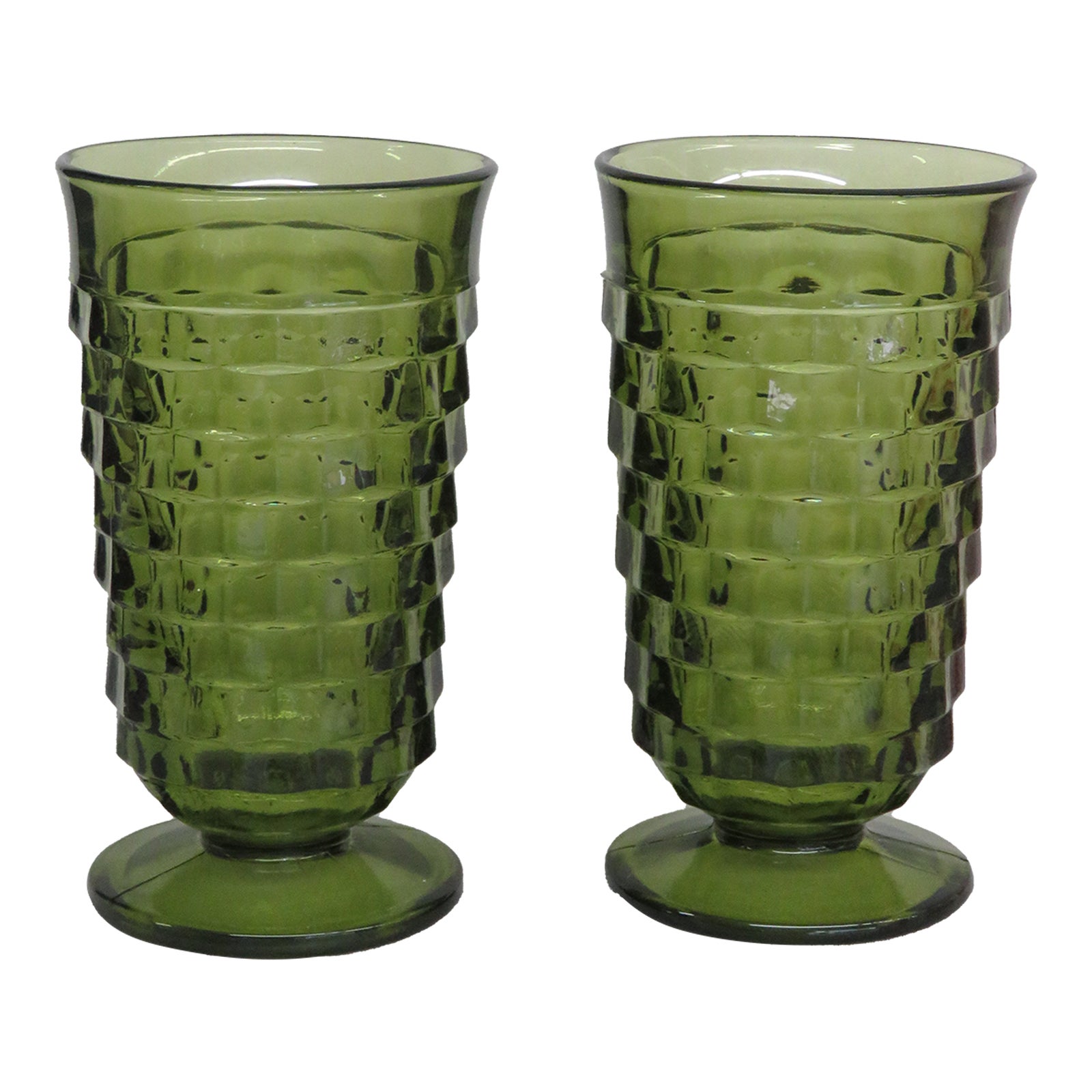 Indiana Glass Whitehall Colony Cubist Pattern Avocado Green Ice Tea ...