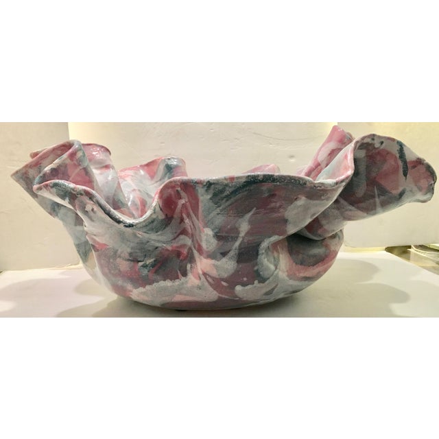Large Studio Ruffle Edge Studio Pottery Bowl | Chairish