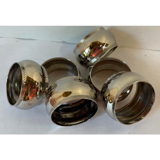 Vintage Silverplate Napkin Rings With Ribbed Design — Set of 6 | Chairish