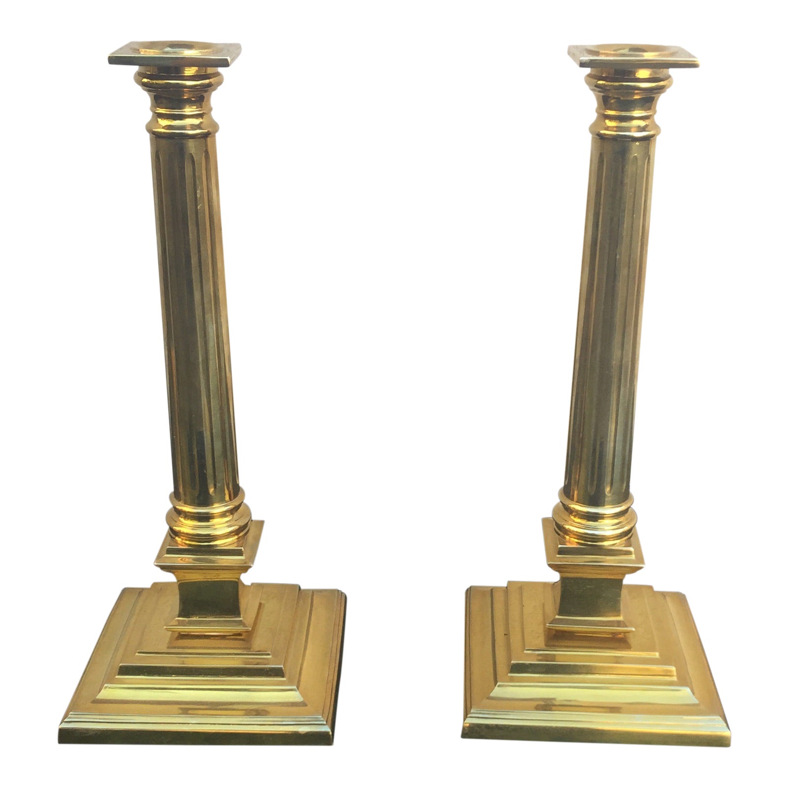 Golden Modern Mid Century Hollywood Regency Candlesticks - a Pair ...