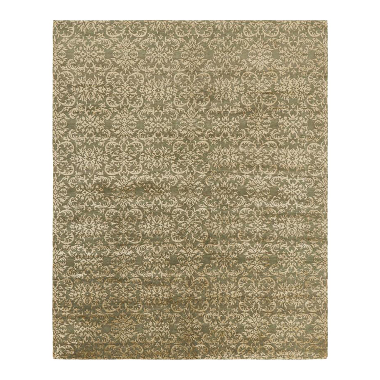 Rug & Kilim’s European Style Rug in Green and Brown With Arabesque ...