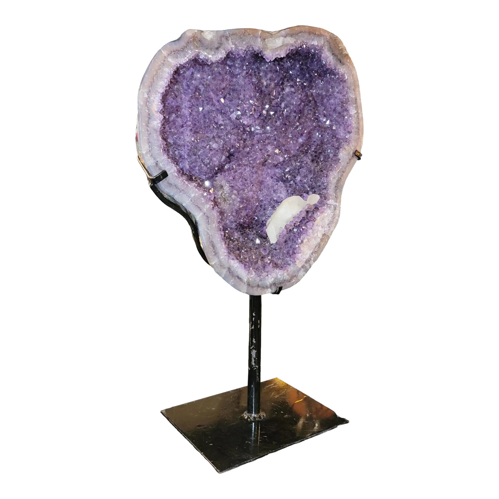 1960s Rotating Brazilian Agate Geode With Amethyst Crystals | Chairish