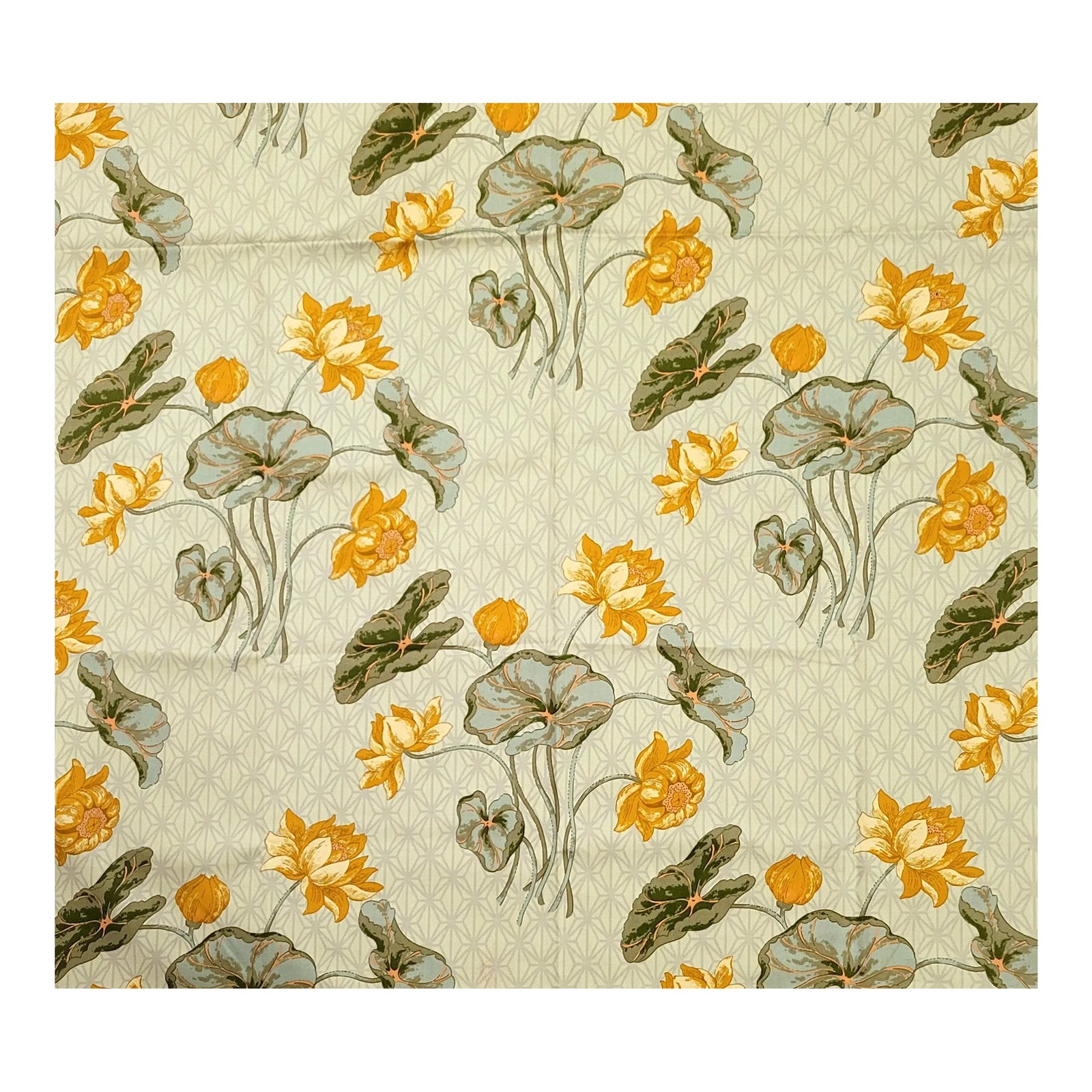 Vintage Ametex Art Nouveau Lilly Pad Polished Cotton Fabric- 2 Yards ...