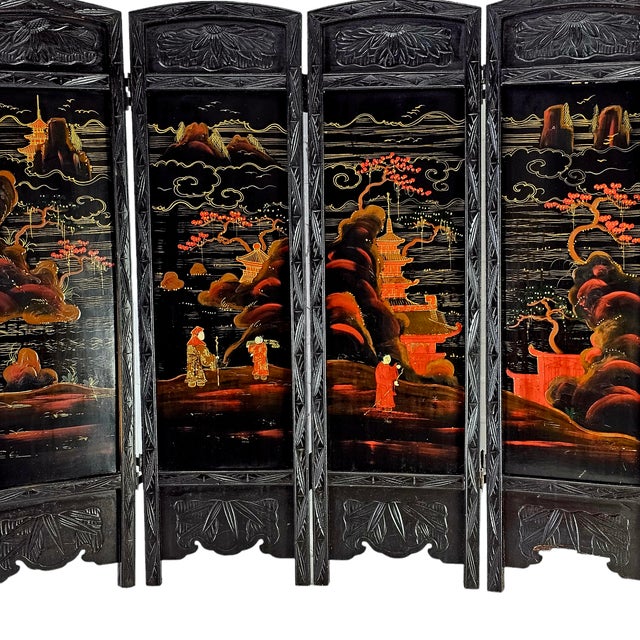 Japanese 4 Panel Screen/ Room Divider | Chairish