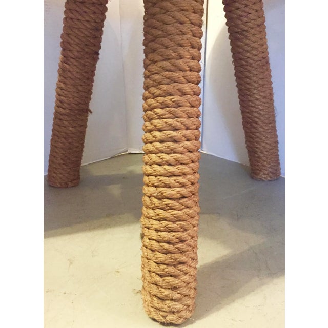 Round Rope Covered Leg Wood Side Table | Chairish
