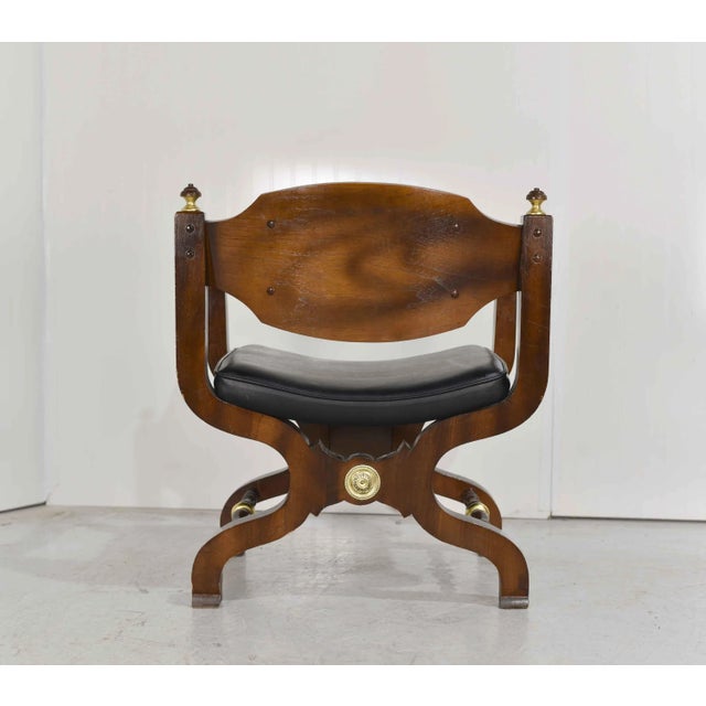 Mid Century Savonarola Style Upholstered Medallion Chair - a Pair ...