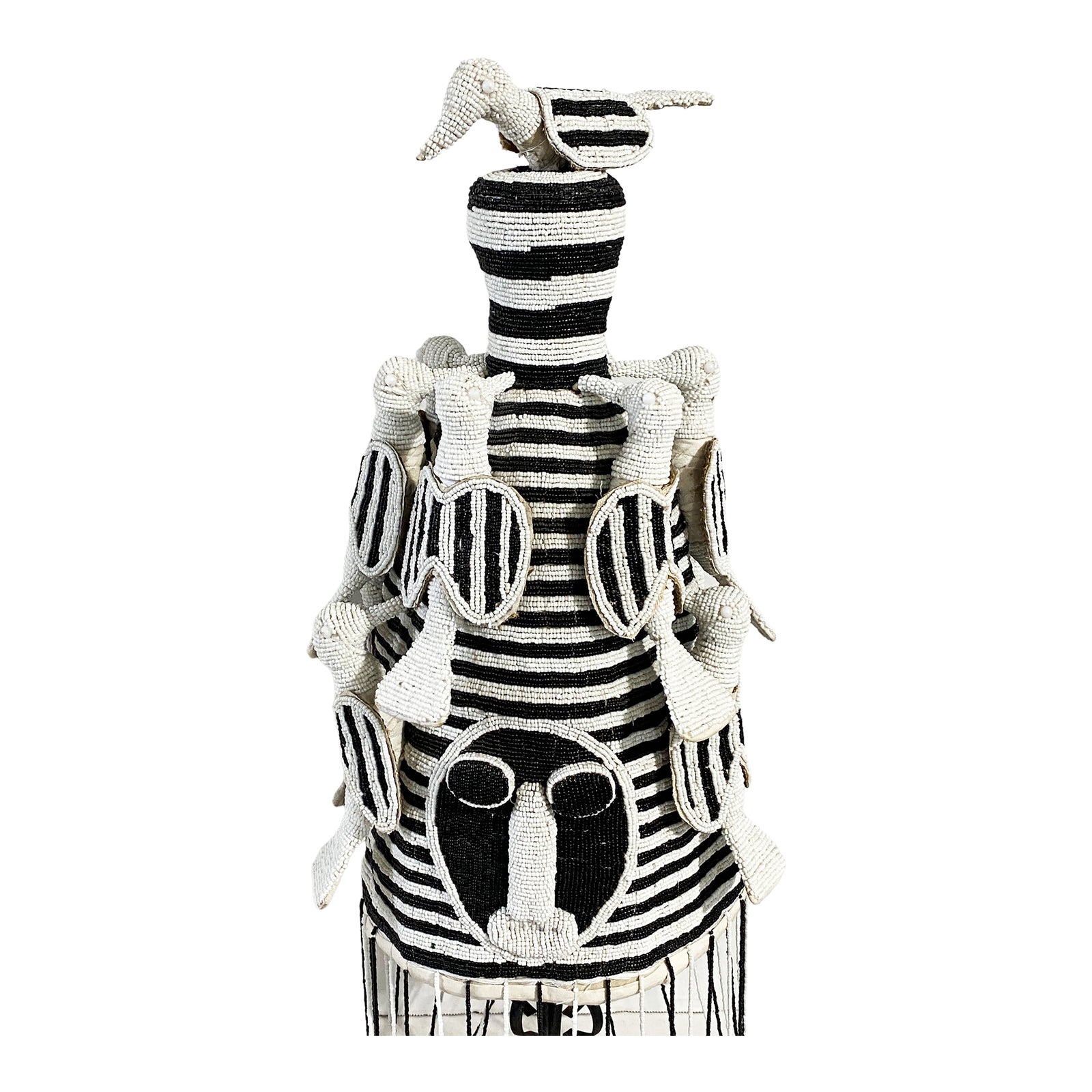 Stunning African Balck and White Yoruba Beaded King Crown 19" H Ghana ...