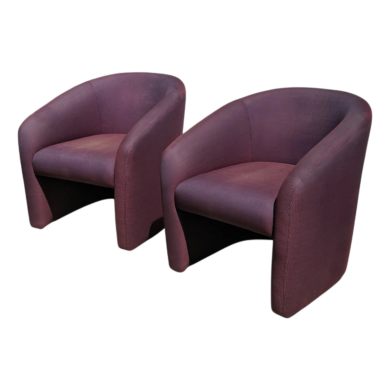 Vintage Postmodern Upholstered Barrel Back Chairs- A Pair | Chairish