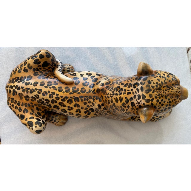 Vintage Italian Leopard Figure Artisan Hand Painted | Chairish