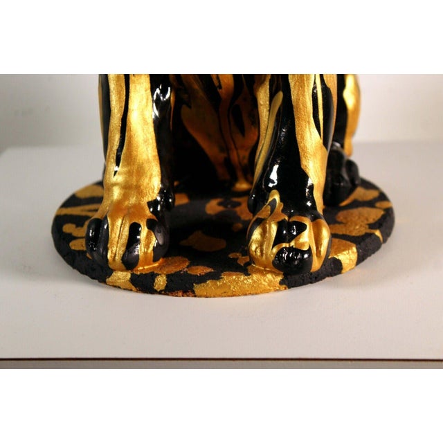 Early 21st Century Modern Frenchie Gold Drip Ceramic Sculpture Homage ...