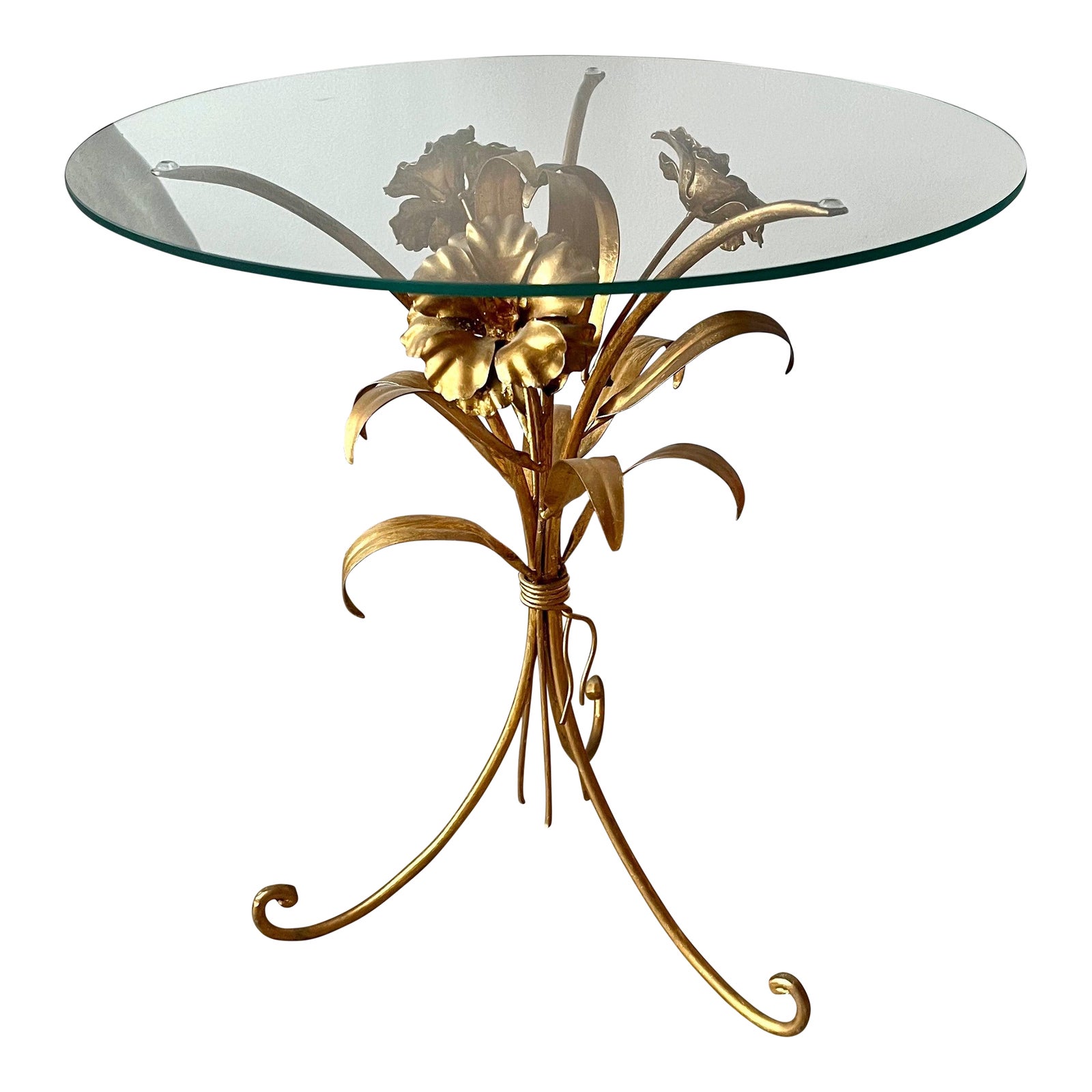 1960s Vintage Hollywood Regency Hans Kogl Style Gold Gilt Side Table ...