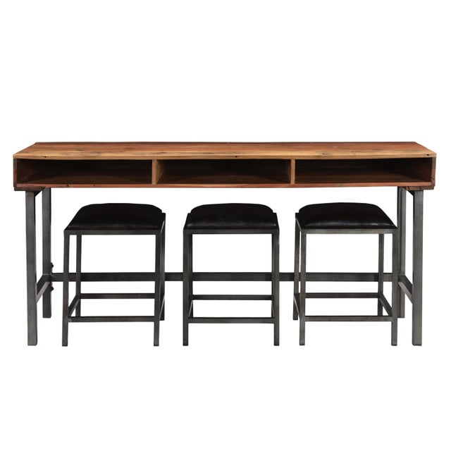 Luna Sofa Table With Set of 3 Stools | Chairish
